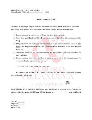 Fillable Online SS AFFIDAVIT OF LOSS I - WordPress.com Fax Email Print ...