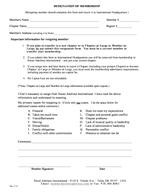 Fillable Online Resignation of Membership form - rev.0714.docx Fax ...