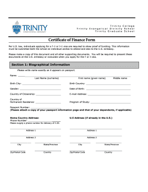 Fillable Online Certificate of Finance Form Fax Email Print - pdfFiller
