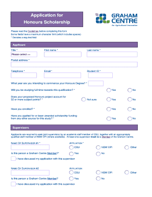 Fillable Online Honours Scholarships Application Form Fax Email Print - pdfFiller
