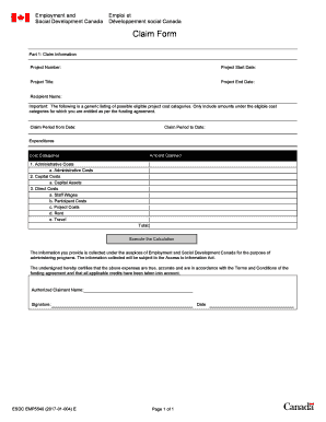 Claim Form - Service Canada - Servicecanada Gc - Fill and Sign ...