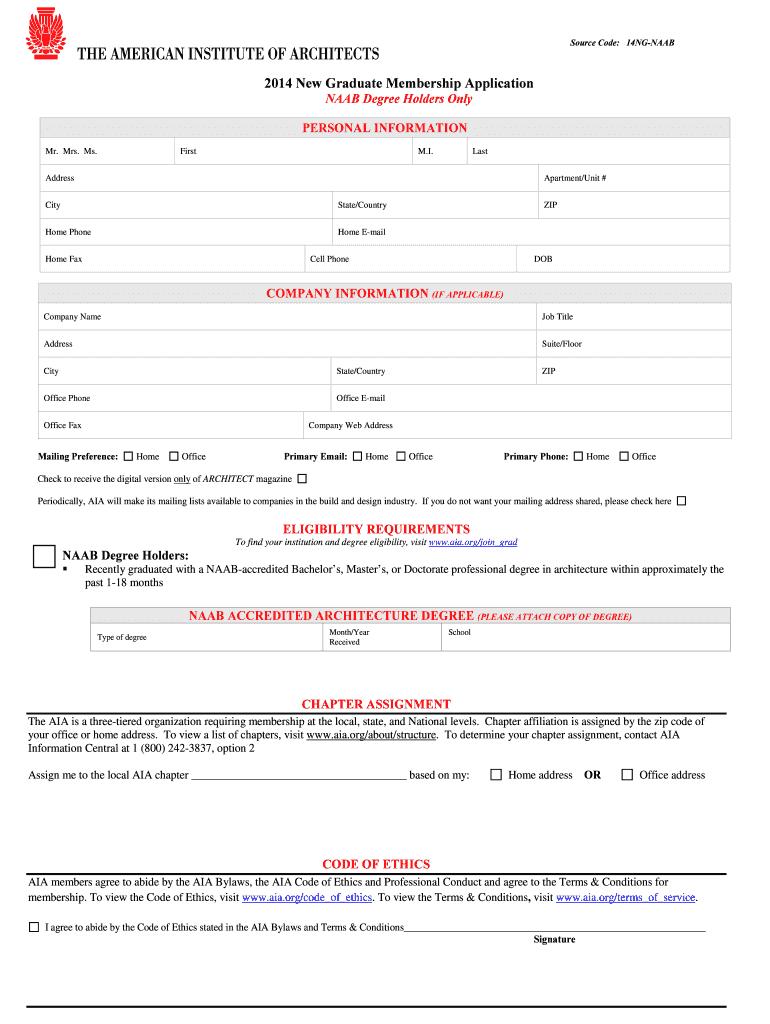 Fillable Online architects Source Code: 14NG-NAAB Fax Email Print ...