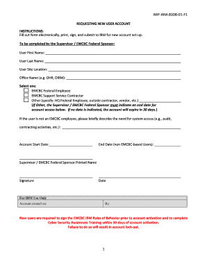 Fillable Online emcbc doe REQUESTING NEW USER ACCOUNT INSTRUCTIONS: To ...
