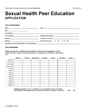 Fillable Online wmich Form SHPE-A10 Sexual Health Peer Education ...