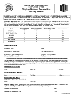 Fillable Online Playing Season Declaration Fax Email Print - pdfFiller