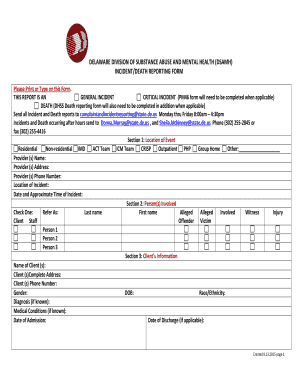 Fillable Online dhss delaware DELAWARE DIVISION OF SUBSTANCE ABUSE AND ...