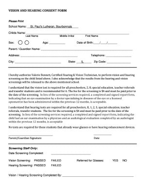 Fillable Online stpaulslutheran vision and hearing consent form - St ...