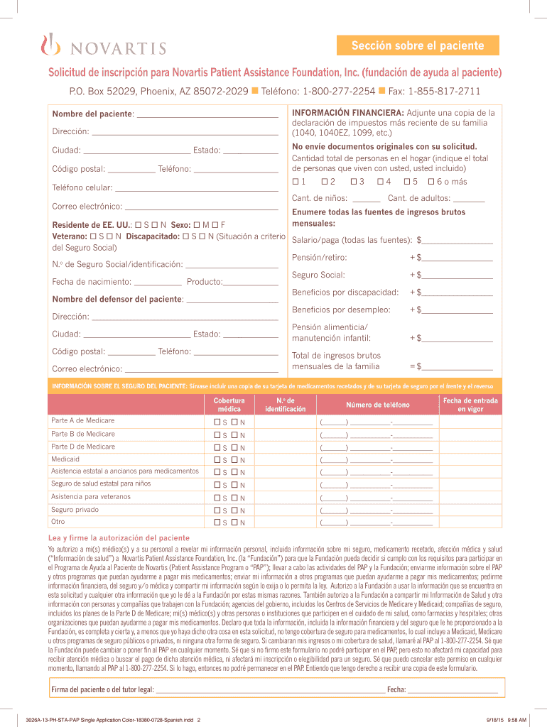 Fillable Online rxassist Solicitud de inscripci n para Novartis Patient ...