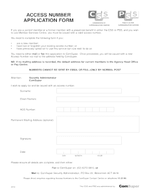 Fillable Online Access Number Application Form Fax Email Print - pdfFiller