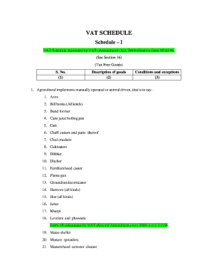 Fillable Online VAT SCHEDULE Fax Email Print - pdfFiller