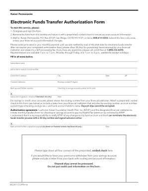 Fillable Online medicare kaiserpermanente Electronic Funds Transfer ...