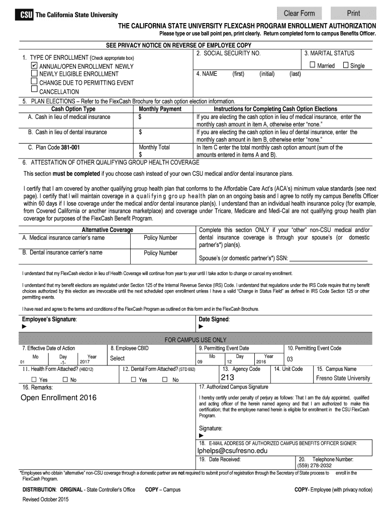 Fillable Online fresnostate The California State University - California State University ...