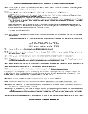 Fillable Online INSTRUCTIONS FOR COMPLETING FORM NCUI 101, EMPLOYER 'S ...