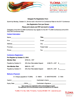 Fillable Online Delegate Pre-Registration Form Fax Email Print - pdfFiller