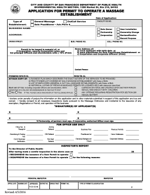 Fillable Online sfdph Establishment License Forms: Please fill out all ...