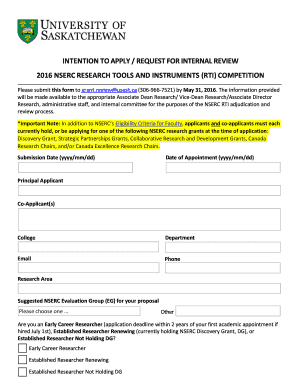 Fillable Online INTENTION TO APPLY / REQUEST FOR INTERNAL REVIEW Fax ...