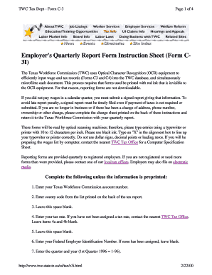Fillable Online Employer 's Quarterly Report Form Instruction Sheet ...