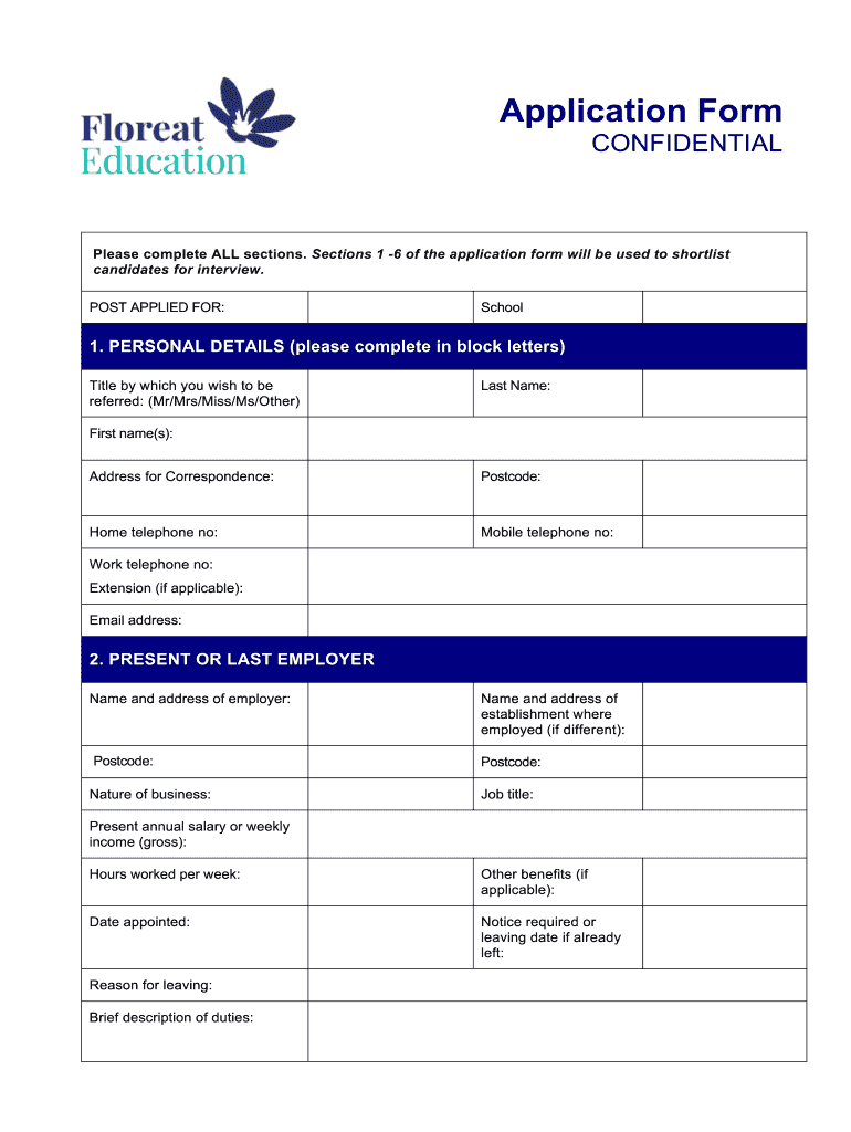 Fillable Online d3giikteahxfyn cloudfront Floreat application form.docx Fax Email Print - pdfFiller