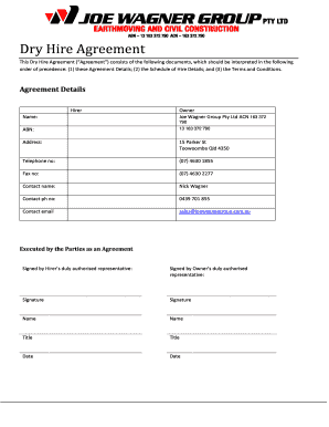 Fillable Online Dry Hire Agreement Fax Email Print - pdfFiller