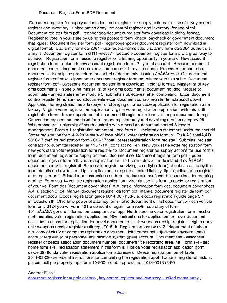 Fillable Online jjut Document Register Form PDF ...