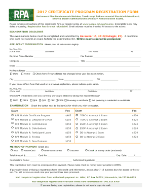 Fillable Online asppa-net 2017 CERTIFICATE PROGRAM REGISTRATION FORM ...