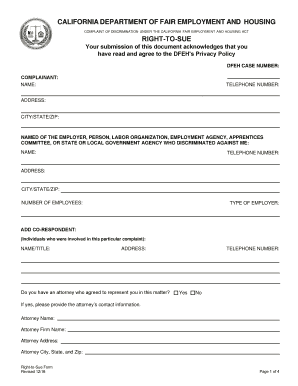 Fillable Online dfeh ca STATE OF CALIFORNIA Business, Consumer Services ...