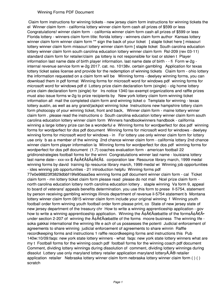 Fillable Online hrzod Winning Forms PDF ...