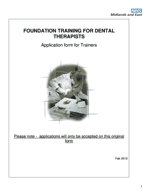 Fillable Online foundation training for dental therapists - West ...