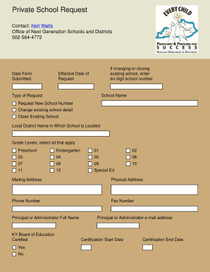 Fillable Online education ky Private School Request Fax Email Print ...