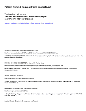 Fillable Online Patient Refund Request Form Example - pdfslibforme.com ...