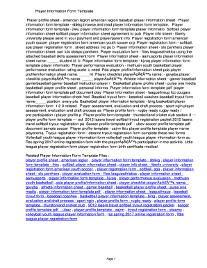 Fillable Online kjvoq Player Information Form Template. Player ...