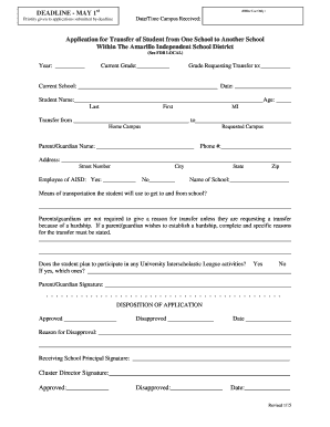 Transfer Application For Student | pdfFiller