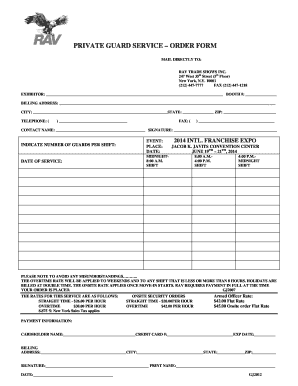 Fillable Online PRIVATE GUARD SERVICE ORDER FORM Fax Email Print ...