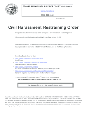 Fillable Online stanct Civil Harassment Restraining Order - stanct Fax ...