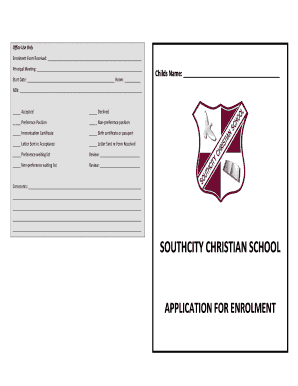 Fillable Online southcity school Enrolment Form - Southcity Christian School Fax Email Print ...