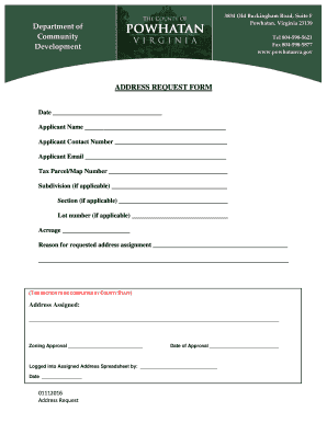 Fillable Online ADDRESS REQUEST FORM - powhatanva.com Fax Email Print - pdfFiller
