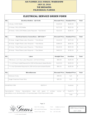 Fillable Online aiafla ELECTRICAL SERVICE ORDER FORM - aiafla.org Fax ...