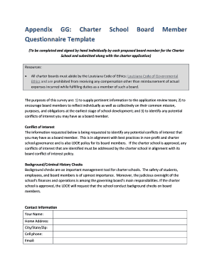 Fillable Online qualitycharters Appendix GG: Charter School Board ...
