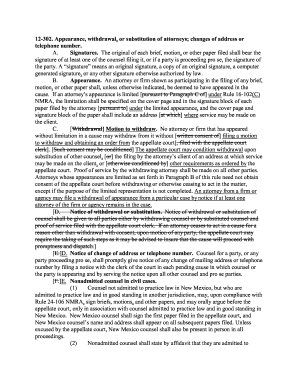 Fillable Online Appearance, withdrawal, or substitution of attorneys ...