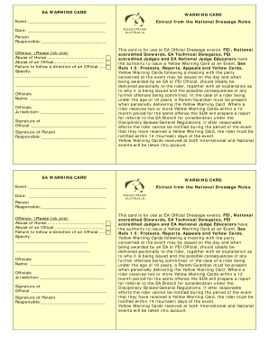 Fillable Online EA WARNING CARD Fax Email Print - pdfFiller