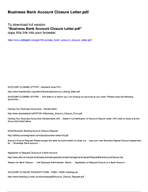 Fillable Online Business Bank Account Closure Letter - pdfslibforyou ...