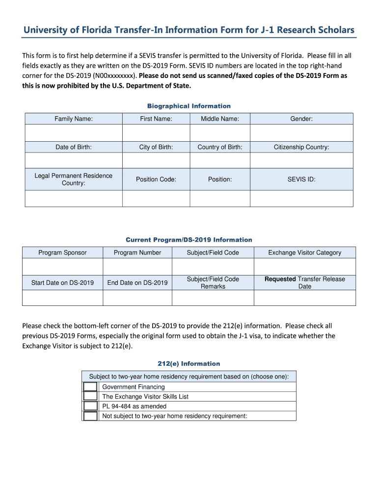 Fillable Online ufic ufl University of Florida Transfer-In Information ...