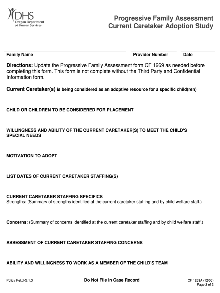 Fillable Online apps state or Progressive Family Assessment Current Caretaker Adoption Study Fax ...