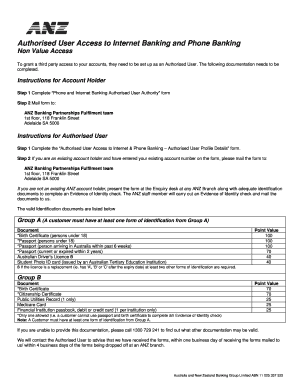 Fillable Online Authorised User Access to Internet Banking and Phone ...