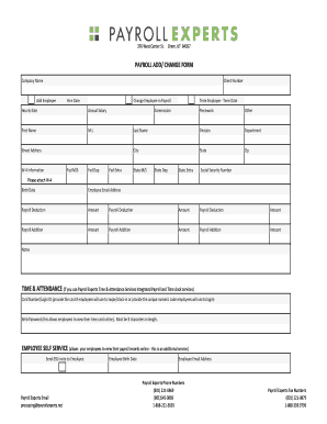 Fillable Online payrollexperts Payroll Add Change Form.xlsx - Payroll Experts Fax Email Print ...