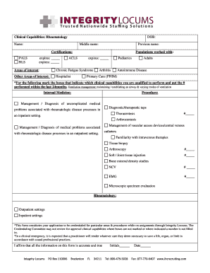 Fillable Online Clinical Capabilities: Rheumatology DOB: Name: Middle ...