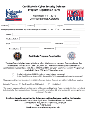 Fillable Online csupueblo Certificate in Cyber Security Defense Program ...