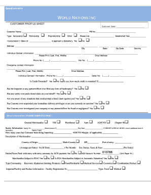 Fillable Online New Importer Questionnaire - World Nations Fax Email ...