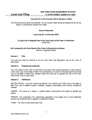 Fillable Online New York State Department of State Local Law Filing 41 ...