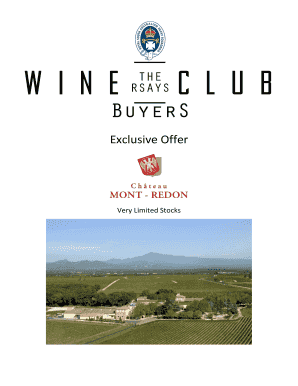 Fillable Online WBC Order Form Chateau Mont-Redon - RSAYS Fax Email ...